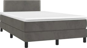 vidaXL Box spring postel s matrací a LED 120 x 190 cm samet [3270149] Barva: Tmavě šedá