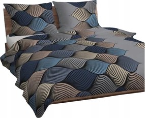 Povlečení bavlněné 160x200 šedé modré béžové copánky