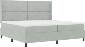 Postel s boxspringem s čelo Světle šedá 200 x 200 cm samet 3342080