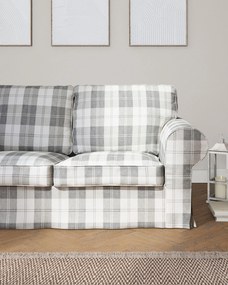 Potah na pohovku IKEA  Ektorp 2-místná, rozkládací, STARÝ MODEL barva šedá látka pletený vzor, vzorované