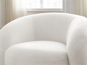 Bílé otočné křeslo z textilie bouclé Elina – Bobochic Paris
