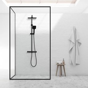 Erga Bodo Therm, sprchová souprava s termostatickou baterií a dešťovou hlavicí 23x23cm, černá matná, ERG-YKA-BP.BODO-THERM-23-BLK