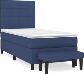Box spring postel s matrací modrá 90x190 cm textil 3136563