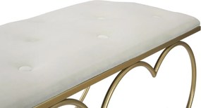 Lavice Heart 105 cm samet zlatá/krémová