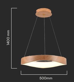 LED Solution Závěsné LED svítidlo kulaté designové s dřevěným dekorem 50cm 25W 23364