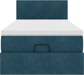 Osmanský rám postele s matrací tmavě modrá 100x200cm samet 3311685