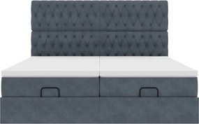 Osmanský rám postele s matracíes tmavě šedá 160x200cm samet 3313785