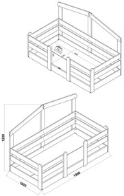 Dětská postel 90x190 Boom - bílá/šedá