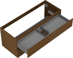 Mexen Rivel, koupelnová skříňka 120 cm, 2 zásuvky, drážkovaná, ořech, 91A20-12047-2-BFF86