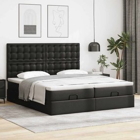 Osmanský rám postele s matrací černá 200x200cm umělá kůže 3313659