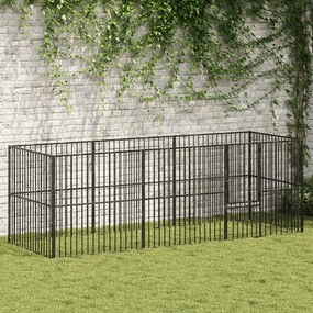 Ohrádka pro psy 8 panelů černá pozinkovaná ocel 3209557