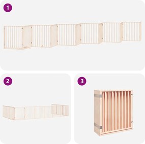 Zábrana pro psy s dvířky skládací 12 panelů 960 cm topol 3155560
