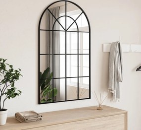 vidaXL Nástěnné zrcadlo černé 60 x 100 cm oblouk železo [358627]