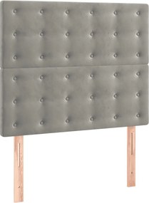 Box spring postel s matrací a LED světle šedá 120x200 cm samet 3136353