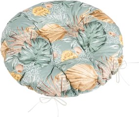 Bellatex Sedák Adéla prošívaný kulatý průměr 40 cm Monstera Šedá,Žlutá,Béžová