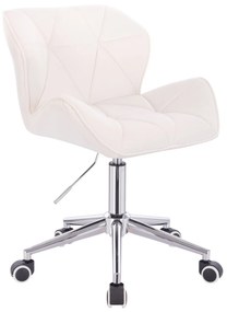LuxuryForm DESIGN Otočná židle MILANO VELUR na stříbrné podstavě s kolečky - bílá