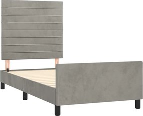 Rám postele bez matrace světle šedá 90 x 190 cm samet 3125788