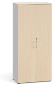 Kancelářská skříň s dveřmi PRIMO, 1781 x 800 x 420 mm, šedá / bříza