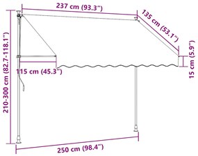vidaXL Marketos Ručně zatahovací markýza 250 cm oranžovo-bílé pruhy