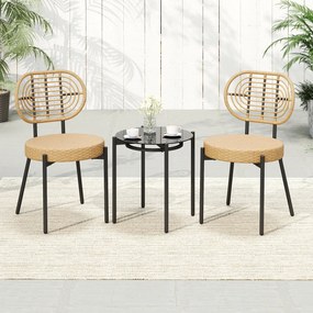 Costway 3-dílný PE ratanový venkovní bistro set terasový konverzační set