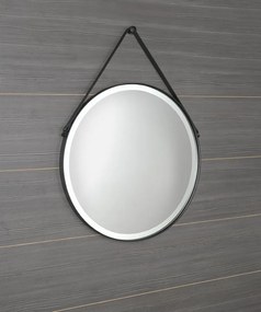 Sapho Sapho, ORBITER zrcadlo kulaté s koženým popruhem, ø 70cm, černá matná, ORT070