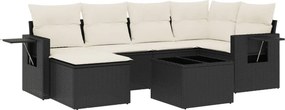 7dílná zahradní sedací souprava s poduškami černá polyratan 3252803