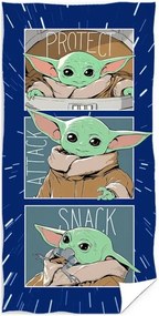 Bavlněná plážová osuška Star Wars - Baby Yoda - motiv Snack Time - 100% bavlna - 70 x 140 cm