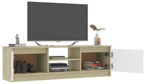 vidaXL TV stolek bílý a dub sonoma 120 x 30 x 35,5 cm dřevotříska