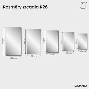 Obdélníkové zrcadlo Pure s fazetou R26