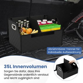 Costway 35 L skládací kožený organizér kufru auta s prošívaným víkem