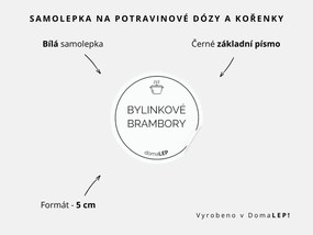 BYLINKOVÉ BRAMBORY - omyvatelná samolepka na kořenky, výběr rozměrů Ø 5 cm / 5 x 5 cm / 6 x 8 cm | DomaLEP tvar: ČTVEREC, barva: BÍLÁ - ČERNÉ písmo, velikost: š. 5 cm x v. 5 cm - tučné písmo