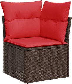 10dílná zahradní sada pohovek s polštáři hnědá polyratan 3221853