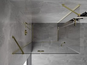 Mexen Mist-H Duo, 2-křídlý ​​výklopný sprchový kout 75 x 70 cm, čiré sklo, zlatý lesklý profil, 8A5-075L-070P-50-00