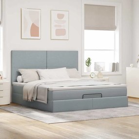 Osmanský rám postele s matrací světle šedá 160x200cm textil 3313934