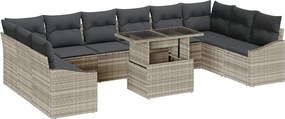 Set pohovek 11 ks Světle šedá polyratan 3349078