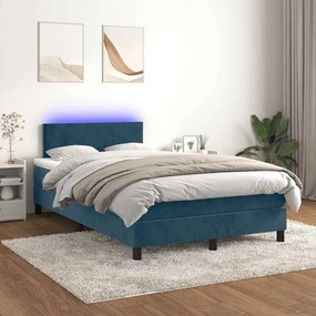 Box spring postel s matrací a LED tmavě modrá 120x190 cm samet 3270145