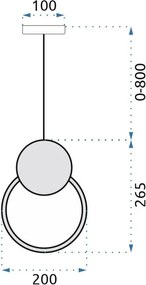 Toolight - LED závěsné stropní kruhové svítidlo APP852-CP, černá, OSW-07021