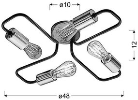 Candellux Černé stropní svítidlo Herpe pro žárovku 4x E27