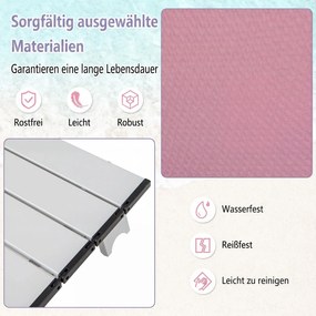 Costway 3dílná sada plážových židlí a stolu, venkovní lehátka se – růžový
