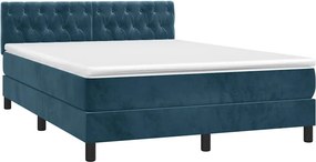 Box spring postel s matrací tmavě modrá 140x190 cm samet 3141483
