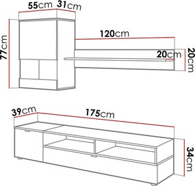 Casarredo - Komfort nábytek Obývací stěna, sestava MINI bílá/jasan