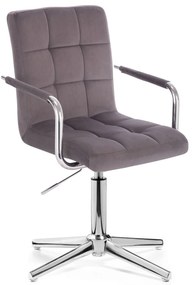 LuxuryForm DESIGN Otočná židle VERONA VELUR na stříbrném kříži - tmavě šedá