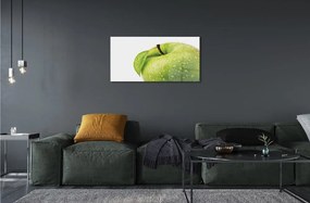 Obraz na skle Jablko zelená vodní kapky 100x50 cm