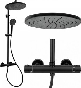 Erga Dubaj, sprchový set s termostatickou baterií a hlavovou sprchou 30 cm, černá matná, ERG-YKA-BP.DUBAJ-THERM-30-BLK