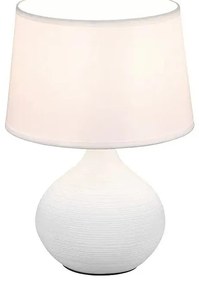 Bílá stolní lampa z keramiky a tkaniny Trio Martin, výška 29 cm