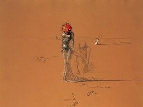 Umělecký tisk Ženská postava s hlavou z květin, 1937, Salvador Dalí