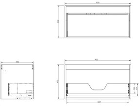 Mexen Box-A, závěsná skříňka 90 cm, 1 zásuvka, černá matná, 91AX0-0900-470-1-71