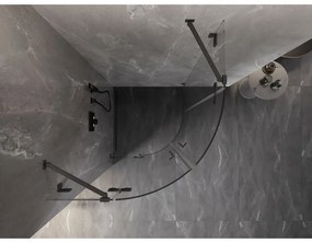 Mexen Lunar, půlkruhový výklopný sprchový kout 100 x 100 cm, 8mm čiré sklo, grafitový profil, 833-100L-100P-95-00