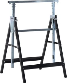 HOMCOM 2 x lešení kozlík skládací výškově nastavitelný do 200 kg z oceli černé barvy 68 x 58 x 80-130 cm pro stavební práce a kutily |