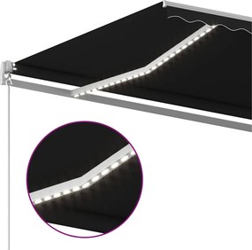 Ručně zatahovací markýza s LED světlem 400 x 350 cm antracitová 3068984